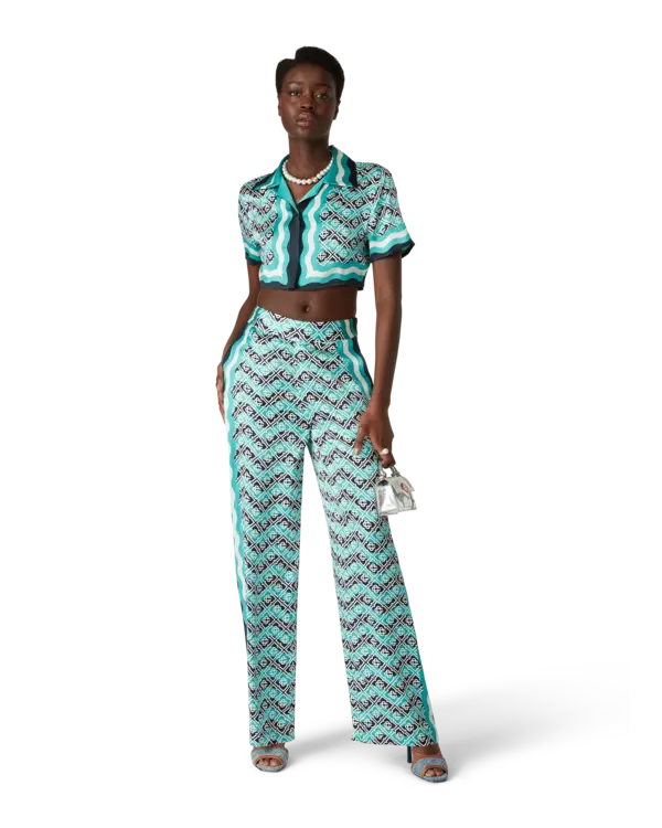 Casablanca Monogram Wave Silk Trousers