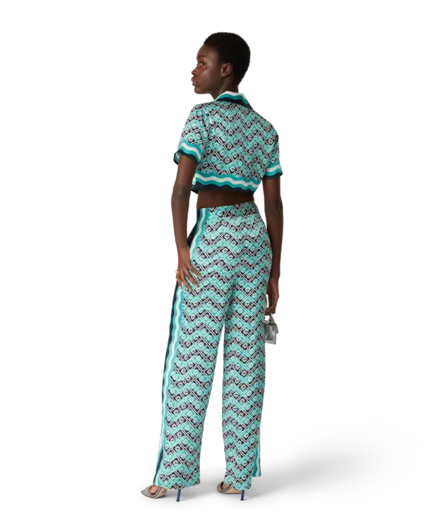 Casablanca Monogram Wave Silk Trousers