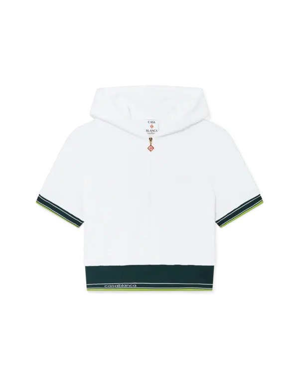 Casablanca Textured Velour Tennis Cropped Hooded Top - Multicolor