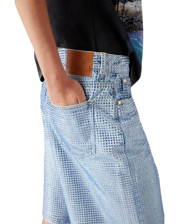 Casablanca Crystal Embellished Denim Shorts - Multicolor