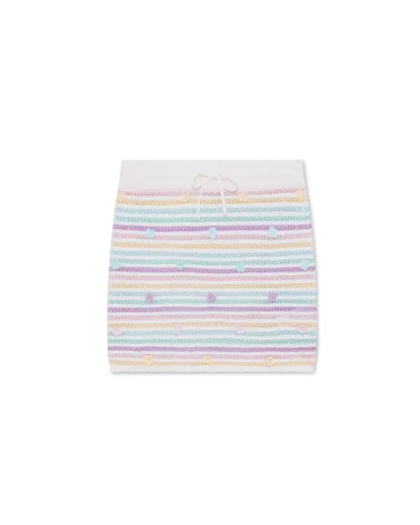 Casablanca Flower Stripe Cotton Crochet Mini Skirt - Multicolor