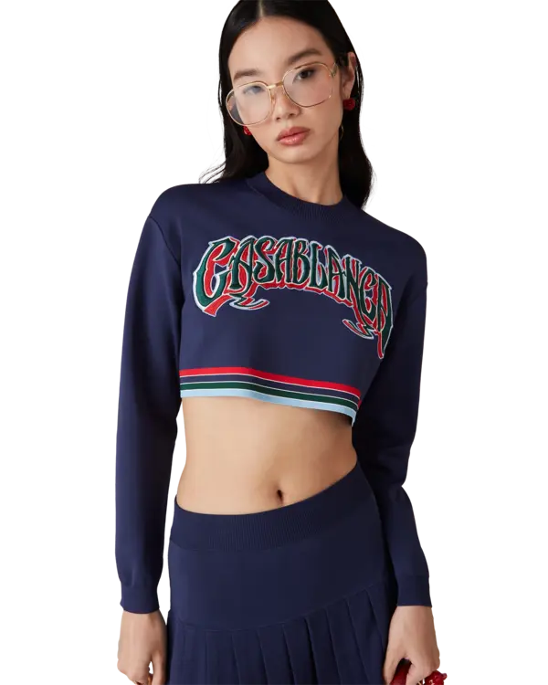 Casablanca Baseball Cropped Jumper