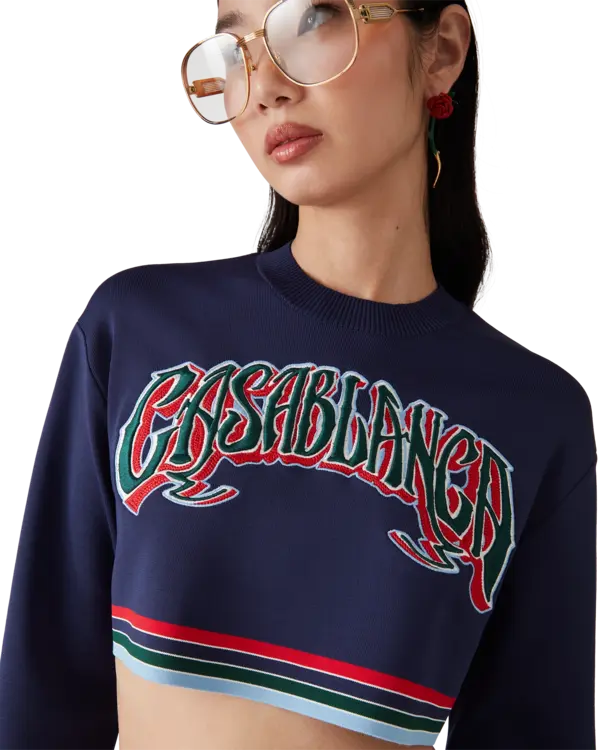 Casablanca Baseball Cropped Jumper