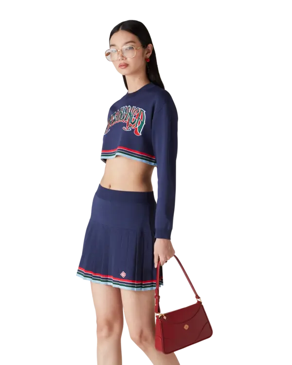Casablanca Baseball Pleated Mini Skirt - Multicolor