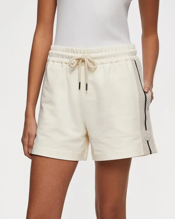 Moncler Cotton Fleece Shorts With Crochet Accent
