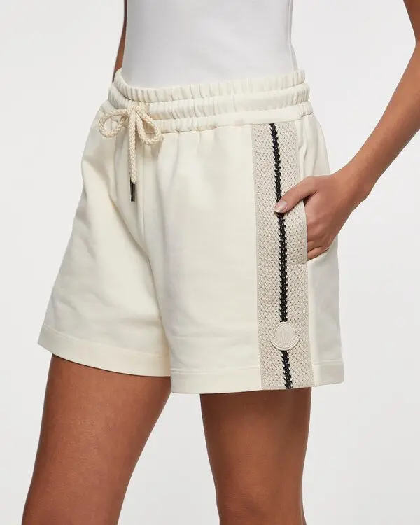 Moncler Cotton Fleece Shorts With Crochet Accent