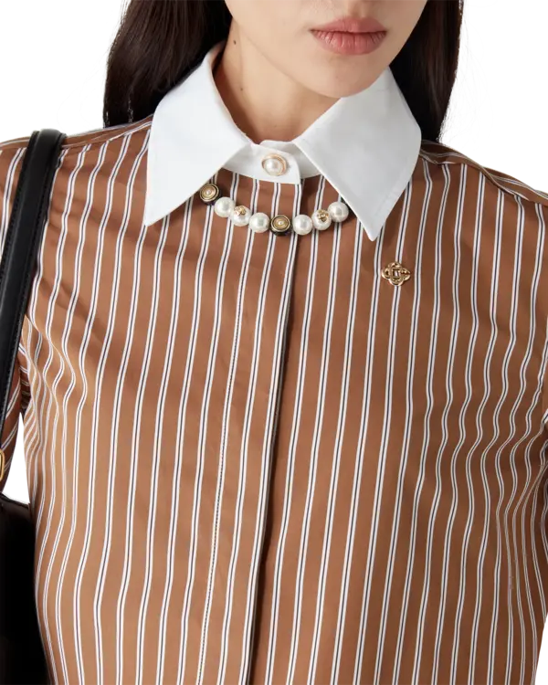 Casablanca Stripe Cropped Long Sleeve Shirt