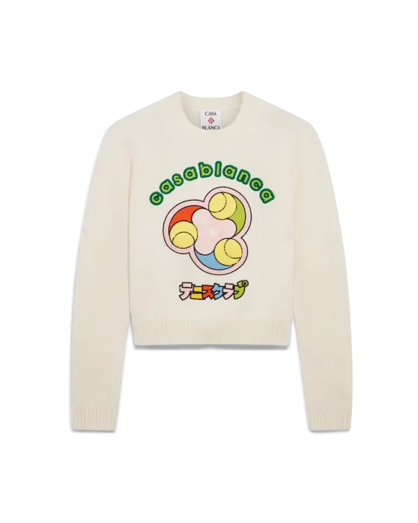 Casablanca Tennis Ball Merino Knit Crew Neck - Multicolor