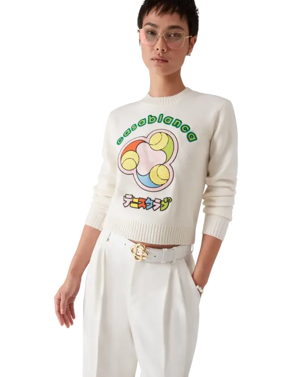 Casablanca Tennis Ball Merino Knit Crew Neck