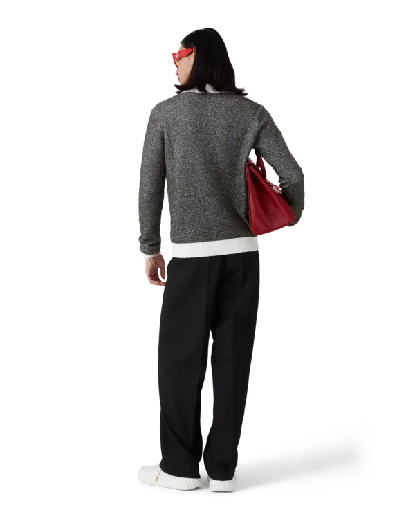 Casablanca Boucle Stripe Long Sleeve Polo Shirt
