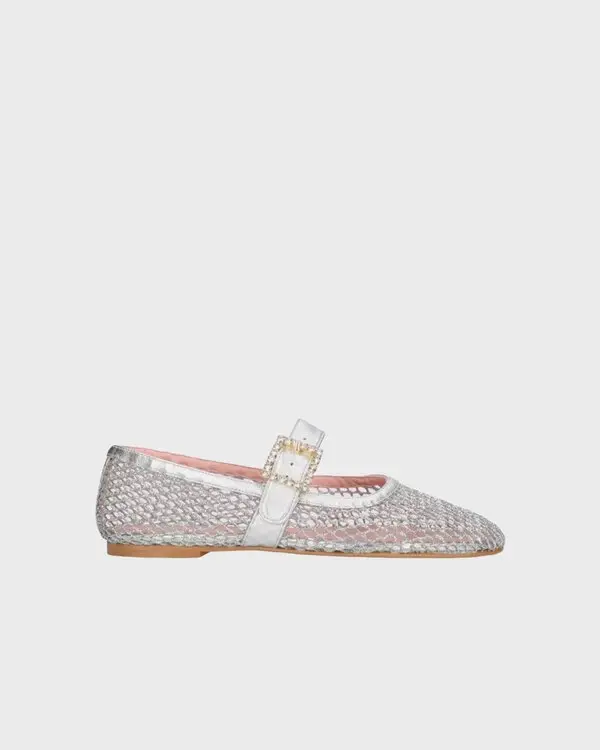 Pretty Ballerinas Faye Mesh Ballerinas - Silver