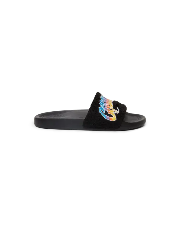 Casablanca Gothic Terry Sliders - Black