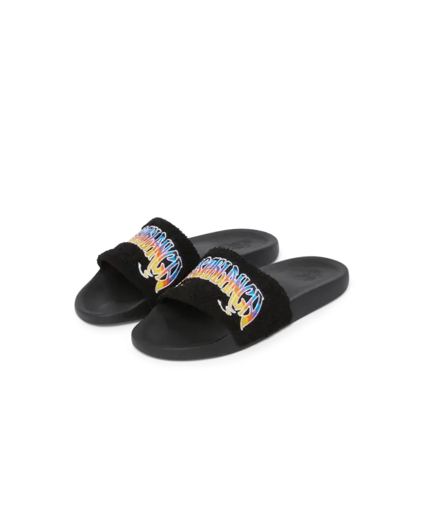 Casablanca Gothic Terry Sliders - Black