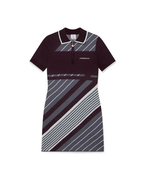 Casablanca Diagonal Tennis Merino Polo Dress - Multicolor