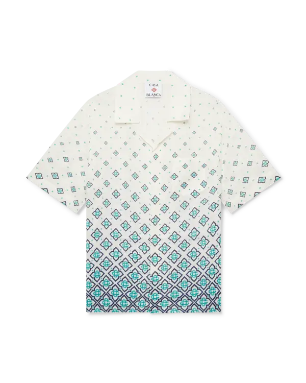 Casablanca Gradient Monogram Short Sleeve Linen Shirt - Multicolor