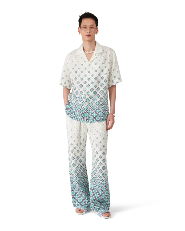 Casablanca Gradient Monogram Short Sleeve Linen Shirt - Multicolor