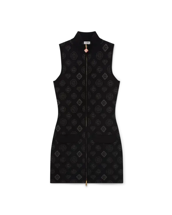 Casablanca Monogram Jacquard Mini Dress - Black