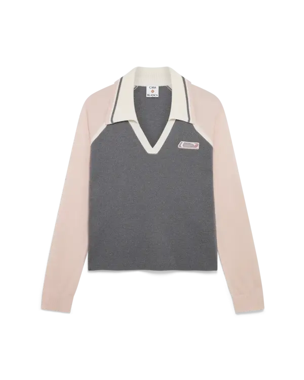 Casablanca Merino Tennis Long Sleeve Polo - Multicolor