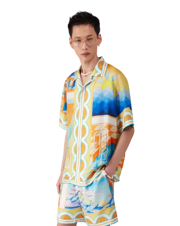 Casablanca Surreal Pool Short Sleeve Silk Shirt