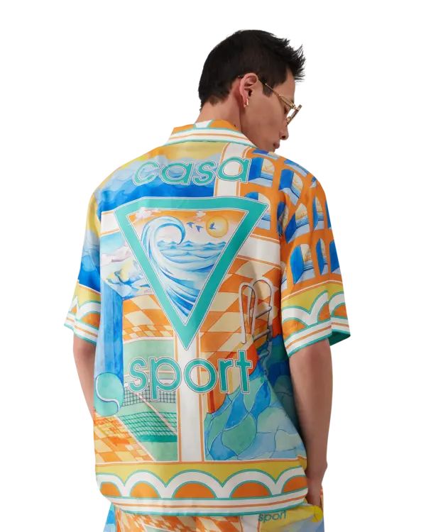 Casablanca Surreal Pool Short Sleeve Silk Shirt