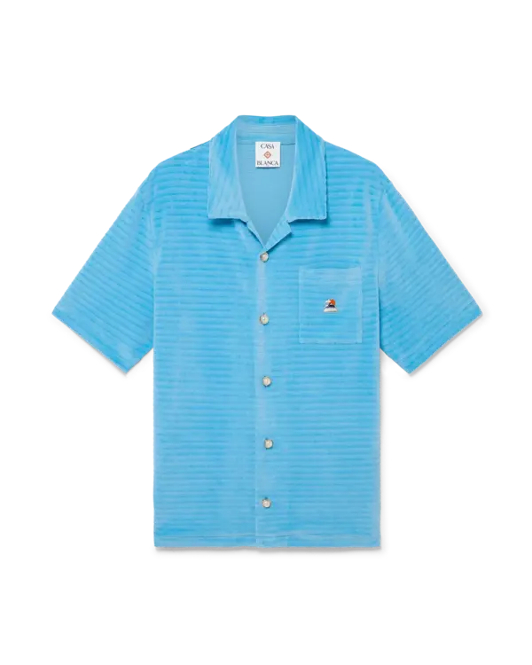 Casablanca Velour Short Sleeve Stripe Shirt - Multicolor
