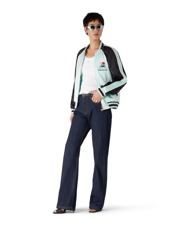 Casablanca Embroidered Satin Bomber Jacket