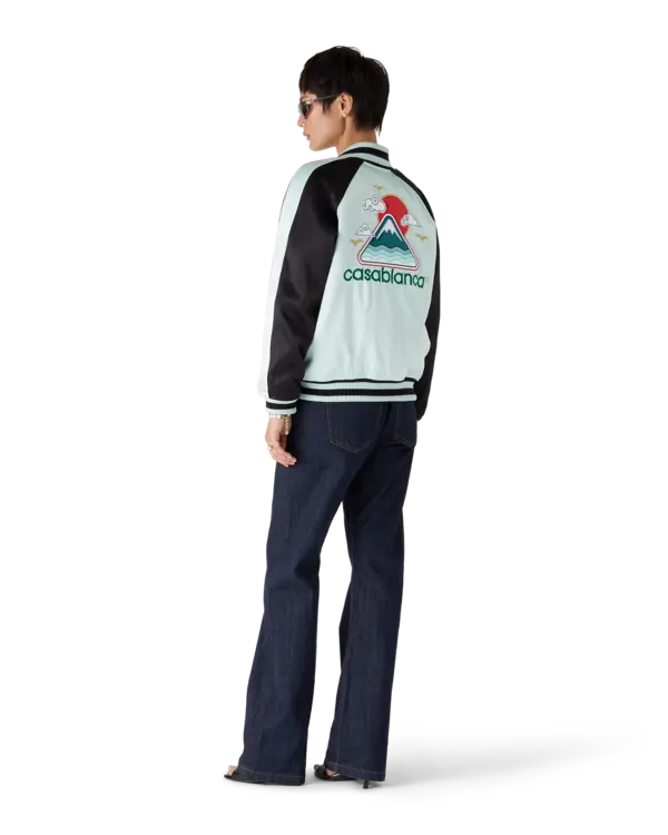 Casablanca Embroidered Satin Bomber Jacket