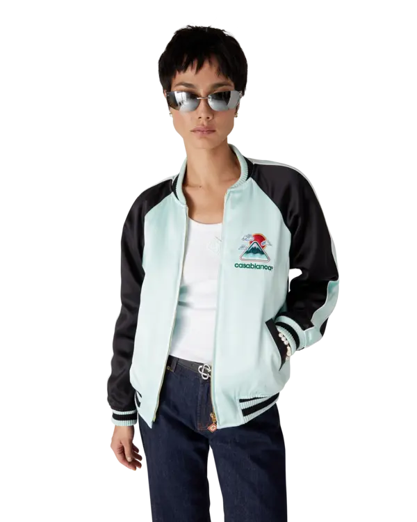 Casablanca Embroidered Satin Bomber Jacket