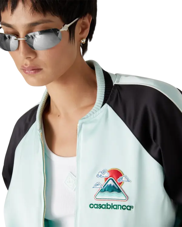 Casablanca Embroidered Satin Bomber Jacket