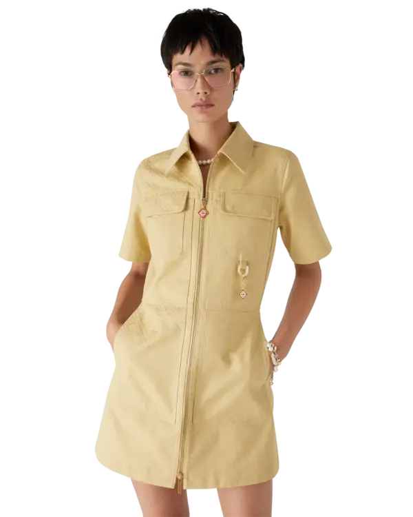 Casablanca Cotton Monogram Jacquard Mini Dress - Multicolor