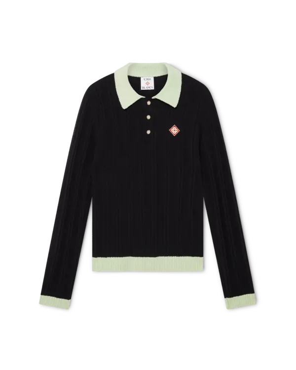 Casablanca Boucle Long Sleeve Polo Shirt - Multicolor