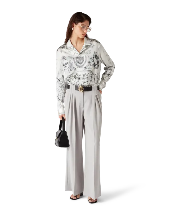 Casablanca Wool Triple Pleat Tailored Trousers