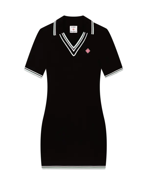 Casablanca Viscose V-neck Polo Dress - White