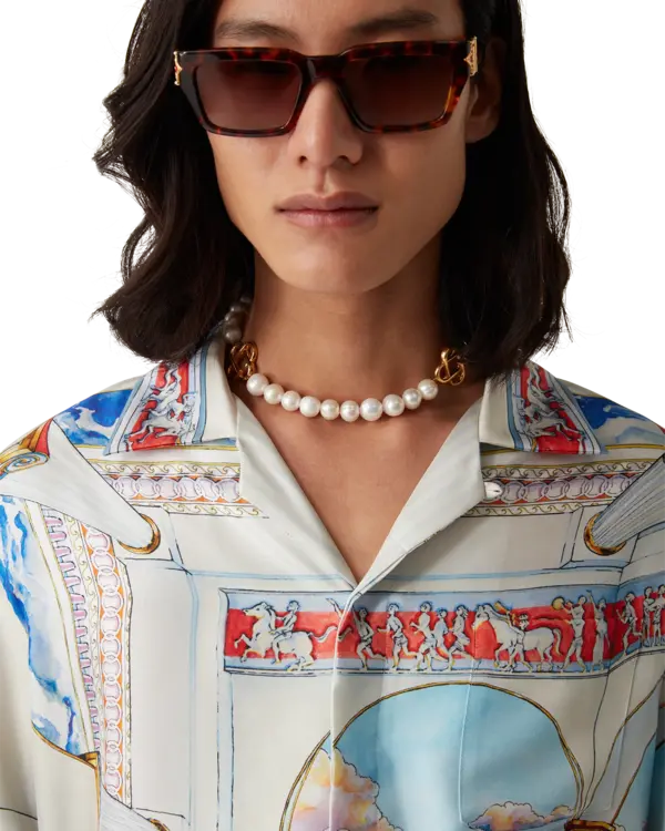 Casablanca Medium Pearl Logo Necklace
