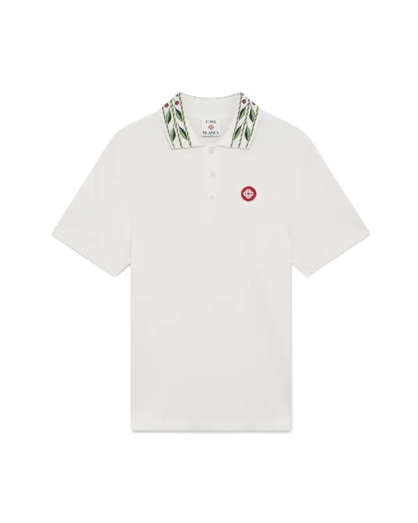 Casablanca Laurel Pique Short Sleeve Polo Shirt - Multicolor