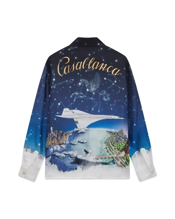 Casablanca Vol De Nuit Long Sleeve Silk Shirt