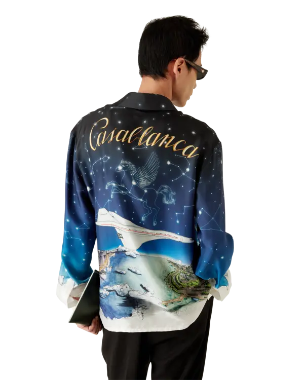 Casablanca Vol De Nuit Long Sleeve Silk Shirt