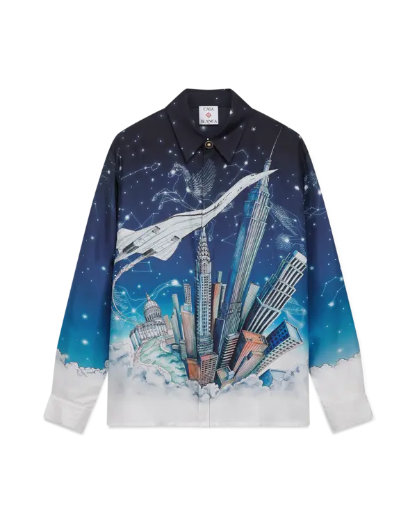 Casablanca Vol De Nuit Long Sleeve Silk Shirt
