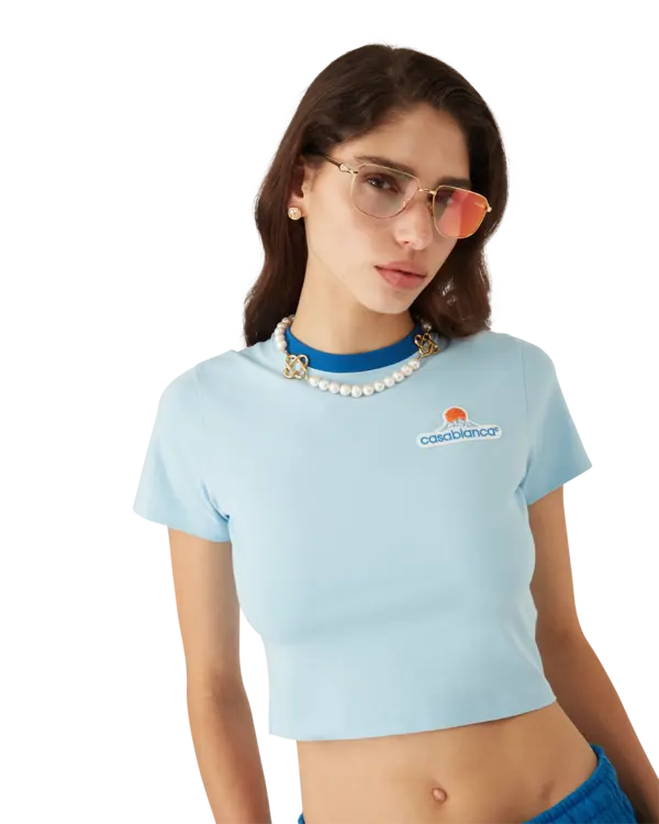 Casablanca Montagne Cropped Short Sleeve T-shirt