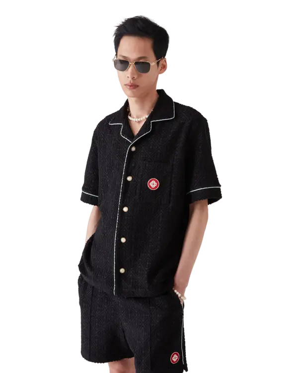 Casablanca Monogram Jacquard Short Sleeve Towelling Shirt - Multicolor