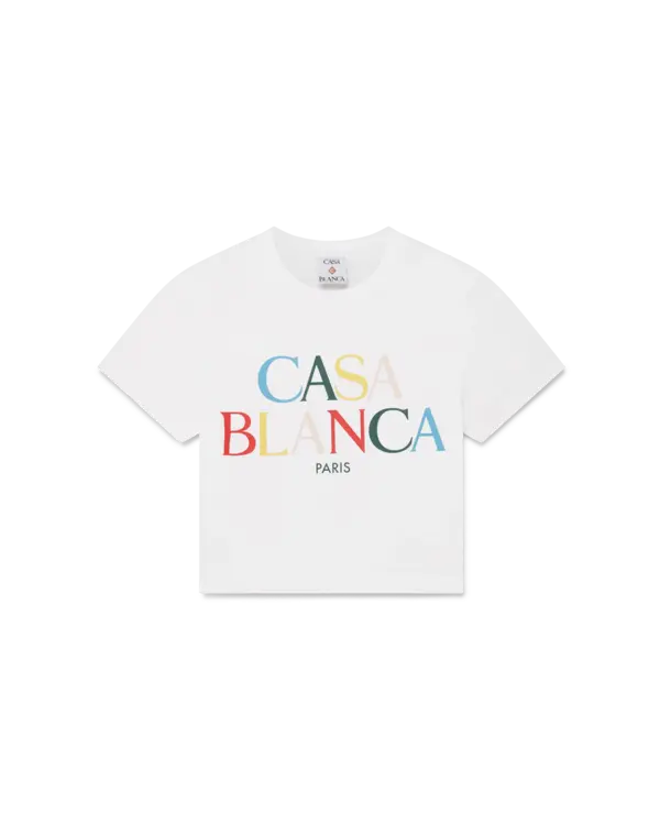 Casablanca Stacked Logo Cropped Short Sleeve T-shirt - Multicolor