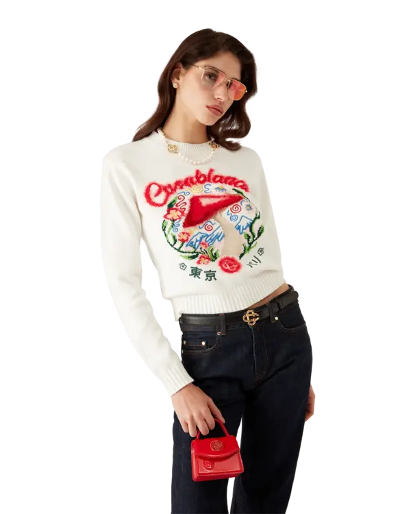 Casablanca Cotton Embroidered Mushroom Jumper - Multicolor
