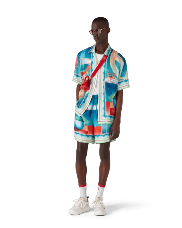 Casablanca Galaxy Court Short Sleeve Silk Shirt