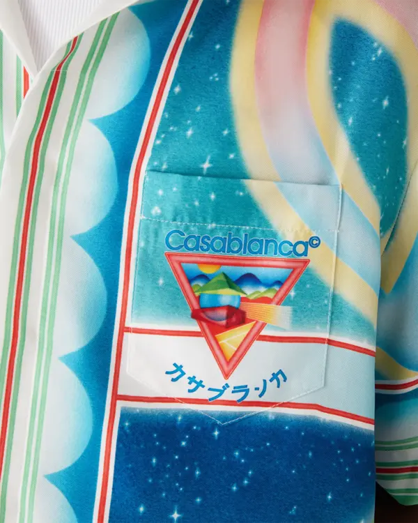 Casablanca Galaxy Court Short Sleeve Silk Shirt