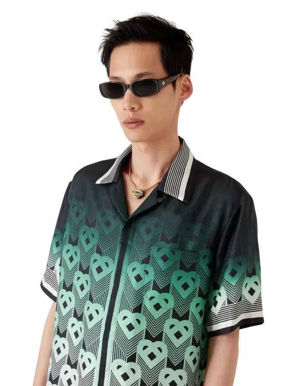 Casablanca Gradient Monogram Short Sleeve Silk Shirt