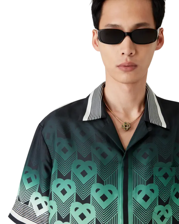 Casablanca Gradient Monogram Short Sleeve Silk Shirt