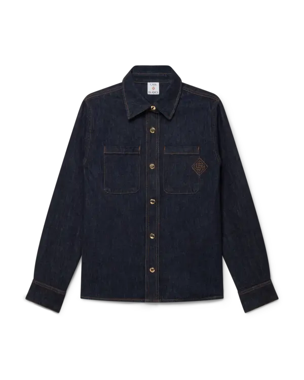 Casablanca Denim Shirt With Logo Embroidery - Multicolor