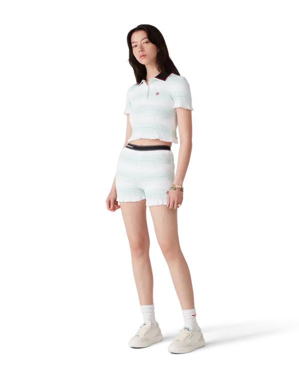 Casablanca Striped Shirred Cotton Shorts - Multicolor