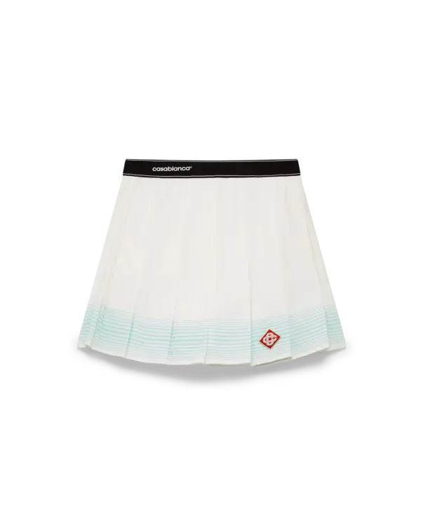 Casablanca Stripe Pleated Mini Skirt - Green