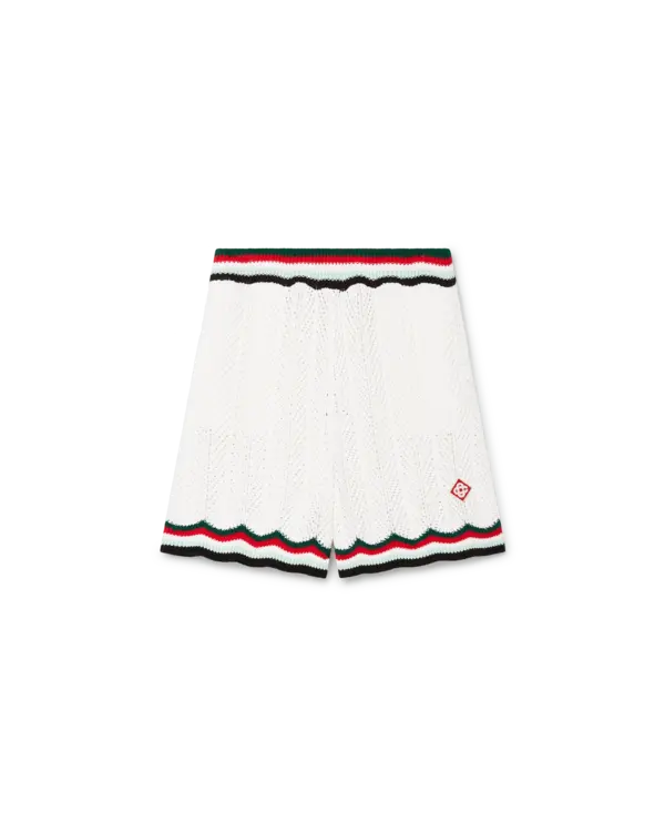 Casablanca Cotton Chevron Crochet Shorts - Multicolor